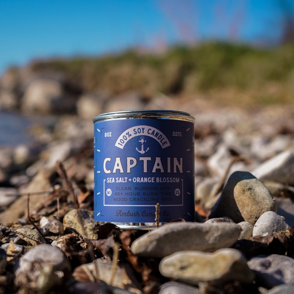 Captain | Sea Salt + Orange Blossom 8oz Soy Candle — Georgia Bushcraft